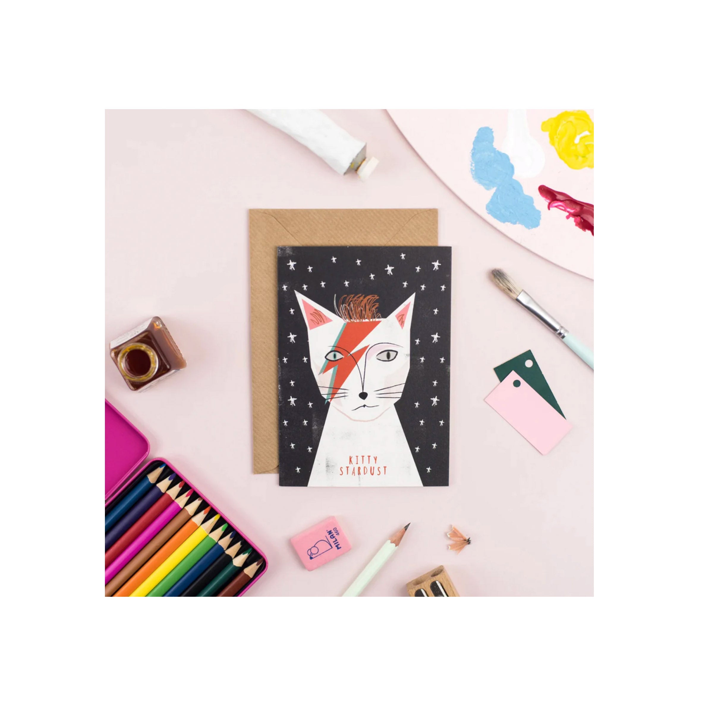 Kitty Stardust Cat Musician Card – Leicester Gallery Shop