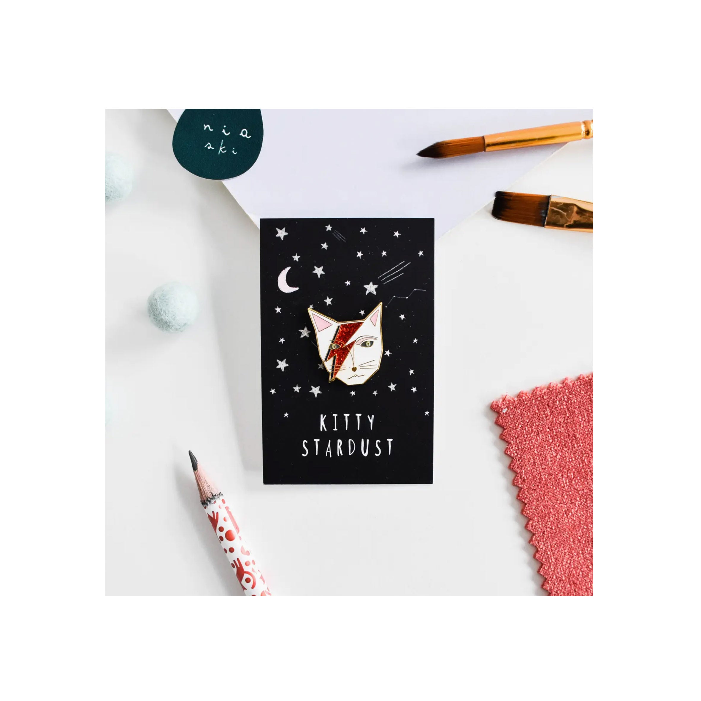 Kitty Stardust Cat Musician Pin – Leicester Gallery Shop