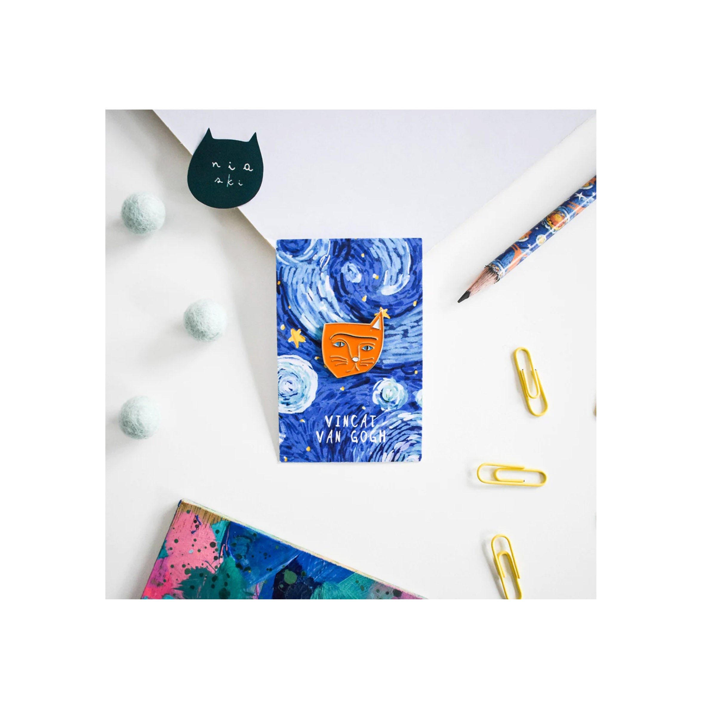 Vincat Van Gogh Cat Artist Pin – Leicester Gallery Shop